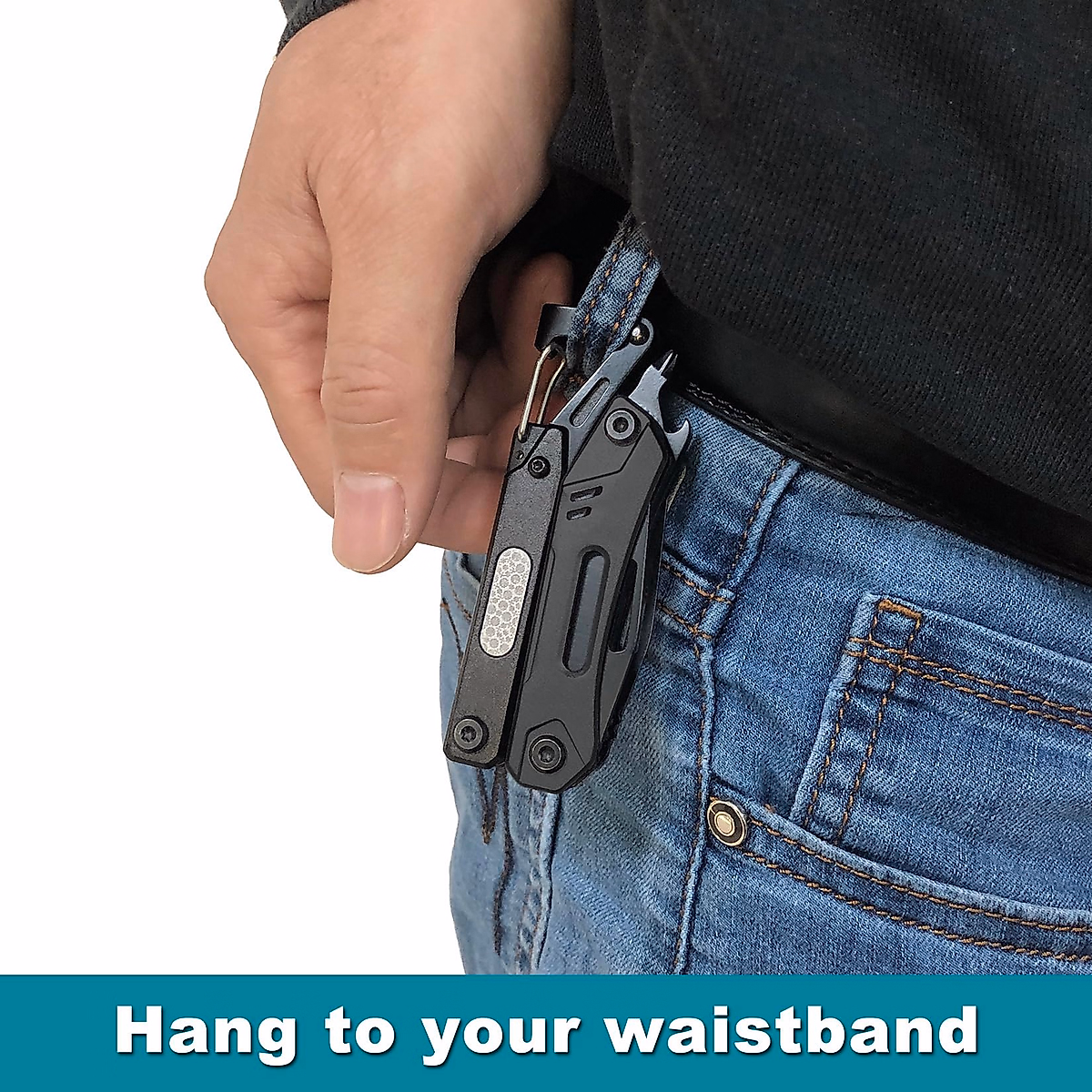 XGIZMOO Multi Tool Pocket Knife 9-in-1 Multipurpose Gadgets with Pliers, Screwdriver, Saw, Cutter, File, Buckle, Survival Gear With Nylon Sheath, 30CR13 Steel (Black)