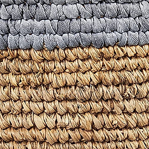 Bloomingville Set of 2 Beige & Grey Natural Seagrass Baskets, Natural & Grey
