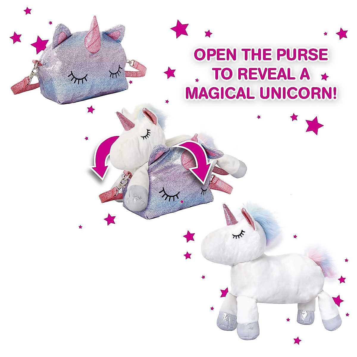 Unicorn Purse Pop Transforming Plush Unicorn Toy and Purse - for Girls Ages 3-8, Cute Kids Backpack and Toddler Purse, Birthday Girl Unicorn Stuffed Animal