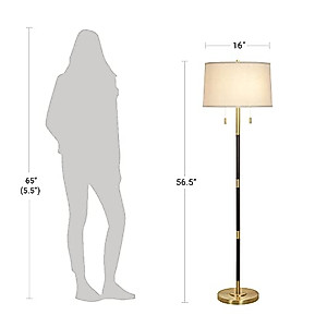 Catalina Lighting 23209-001 Transitional 2-Light Dual Pull Chain Floor Lamp, LED Bulbs Included, 56.5", Black & Antique Brass