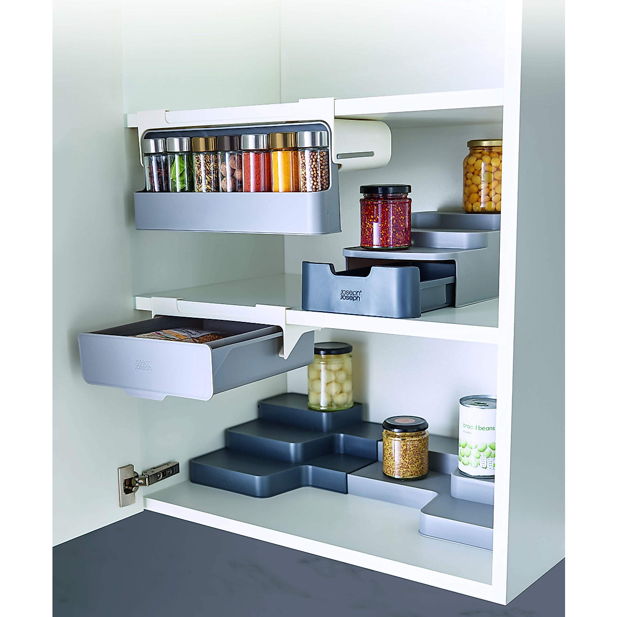 Joseph Joseph - 85149 Joseph Joseph CupboardStore Cabinet Door Pan Lid Organizer, Gray, 4 count (pack of 1)