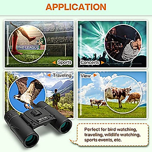 100x25 High Power Compact Binoculars with Clear Low Light Vision, Large Eyepiece Waterproof Binocular for Adults Kids, Easy Focus Bird Watching, Outdoor, Hunting, Travel