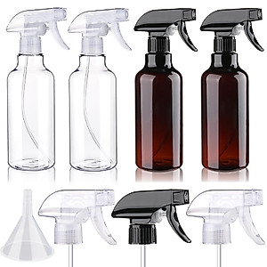 Hethyo 4 pack Plastic Spray Bottles Empty Spray Bottle 16.9oz/500ml Heavy Duty Spraying Bottles Mist/Stream Water Bottle for Cleaning Solutions, Essential Oils, Hair, Cooking (2Clear&2 brown)