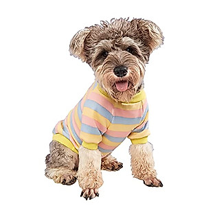 QWINEE Striped Dog Shirt,Puppy Sweatshirt,Kitten Clothes,Puppy T-Shirt,Cat Tee,Dog Apparel,Pet Clothes for Small Medium Dog Cat Multi-Colored X-Large