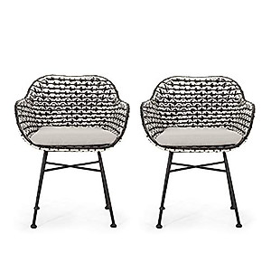 Christopher Knight Home Dining Chair, Beige + Black + White + Matte Black