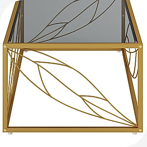 DWVO 48 Inch Marble Pattern Slate Coffee Table Modern Rectangle White and Gold Coffee Tables for Living Room