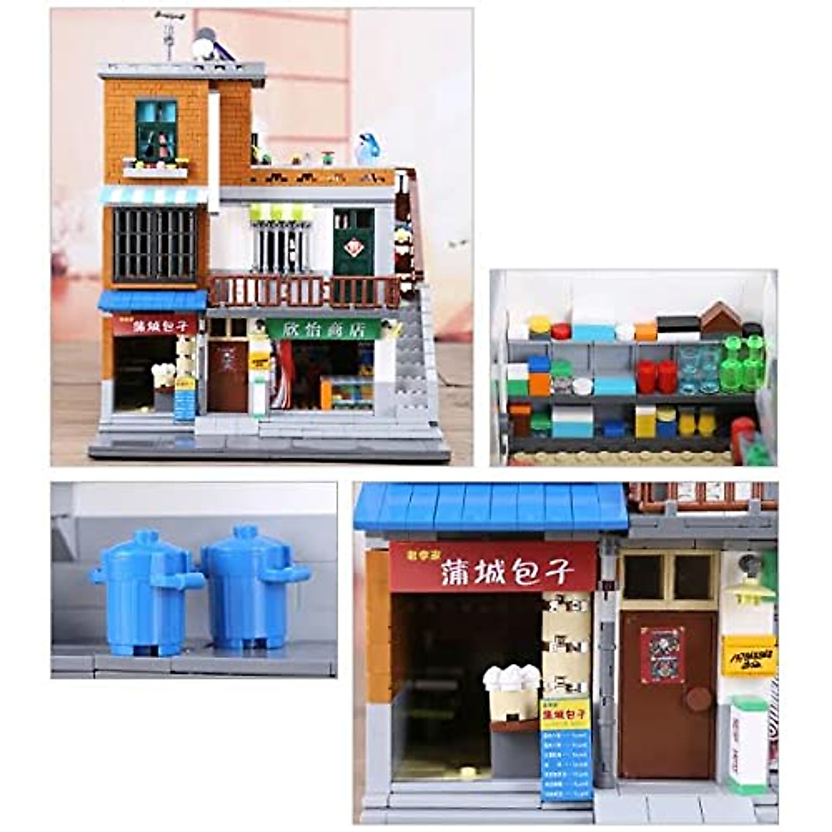 General Jim's Urban Village City Series Street View 3 Story 2706 Modular Building Block Bricks Architectural Building Model or MOC Block Playset with Accessories Shown for Teens and Adults