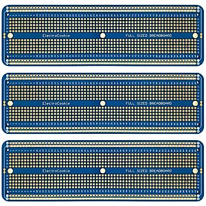 ElectroCookie Solderable Breadboard Large PCB Board for Electronics Projects Compatible for DIY Arduino Soldering Projects, Gold-Plated (3 Pack, Blue)