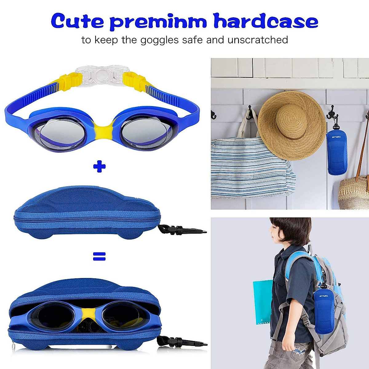 TOPLUS Kids Goggles, Goggles for Kids Swim Goggles Anti-Fog Leak Proof Kids Goggles for Swimming - Soft Silicone and Clear Vision