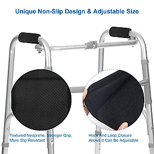 2 Pack Walker Hand Grips Cover, Coldairsoap Walker Cushion Hand Grips For Rolling Wheelchair, Elderly Grippers, Rollator Handle (black)