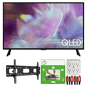 Samsung QN32Q60AAFXZA 32 Inch QLED HDR 4K UHD Smart TV Bundle with TaskRabbit Installation Services + Deco Mount Wall Mount + 2X HDMI Cables + Surge Adapter