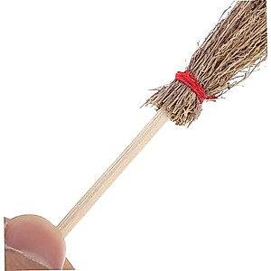 COOLHIYA 12pcs Mini Wizard Broom Miniature Broom Dollhouse Broom Broomstick Witch Broom Prop Toy Mini Brooms for Crafts Broom Witch Hanging Halloween Decor Wizard Accessory Walls Wooden