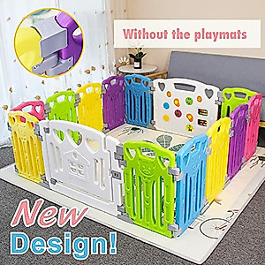 Baby Playpen Kids Activity Centre Safety Play Yard Home Indoor Outdoor New Pen (Multicolour, Classic Set 14 Panel)