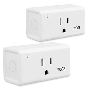 Smart Plug, WGGE WiFi Smart Plug Outlet Compatible with Alexa or Google Assistant, APP Remote Control Anywhere, Timer Function, No Hub Required, 2.4 Ghz Network Only (White / 2 Pieces)