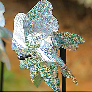 yidexin 10 PCS Bird Repellent Silver Laser Reflective 6pcs for Garden Decoration Outdoor Disperse The Windmill