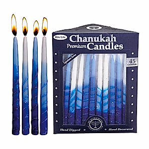 Rite Lite Premium Dripless Blue & White Hanukkah Candles - Bulk Value Pack of 45 - Decorative & Fits Most Menorahs Jewish Holiday Party Favors Accessories Decorations for All 8 Nights of Chanukah