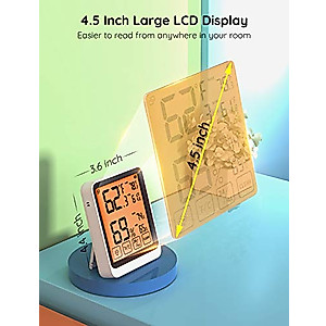 Govee Bluetooth Thermometer Hygrometer with 4.5 Inch Large Backlight LCD Touchscreen, Digital Temperature Humidity Monitor with App Alerts, 2 Years Data Record & Export, for Nursery Room Greenhouse