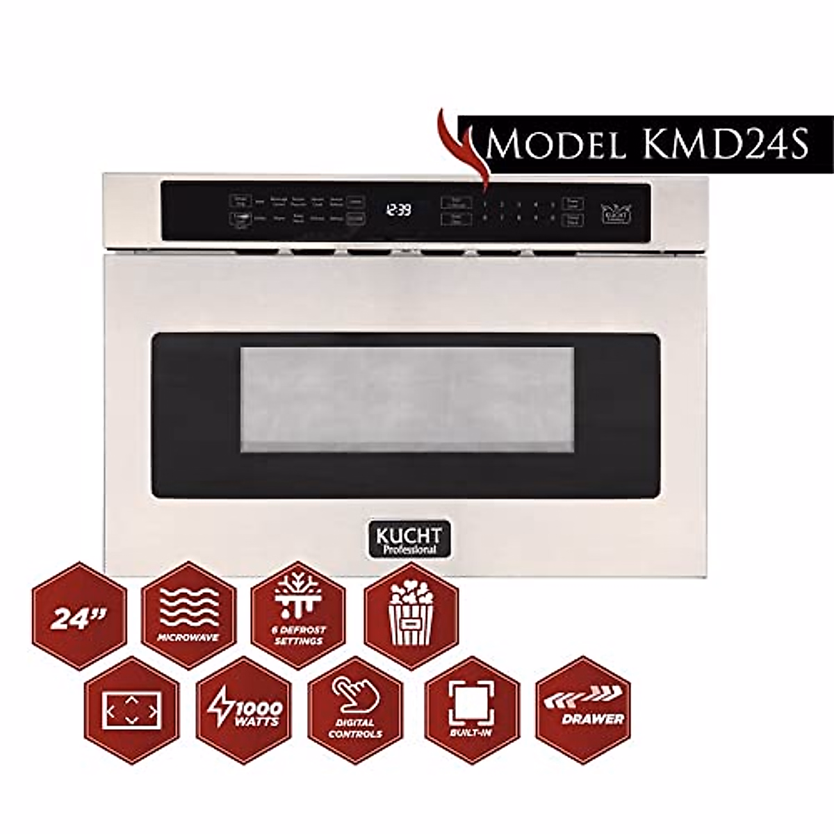Kucht KMD24S Drawer Microwave, Stainless Steel