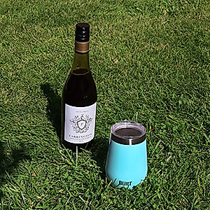 BUILT 12 Ounce Double Wall Stainless Steel Wine Tumbler with Lid Mint 5270078