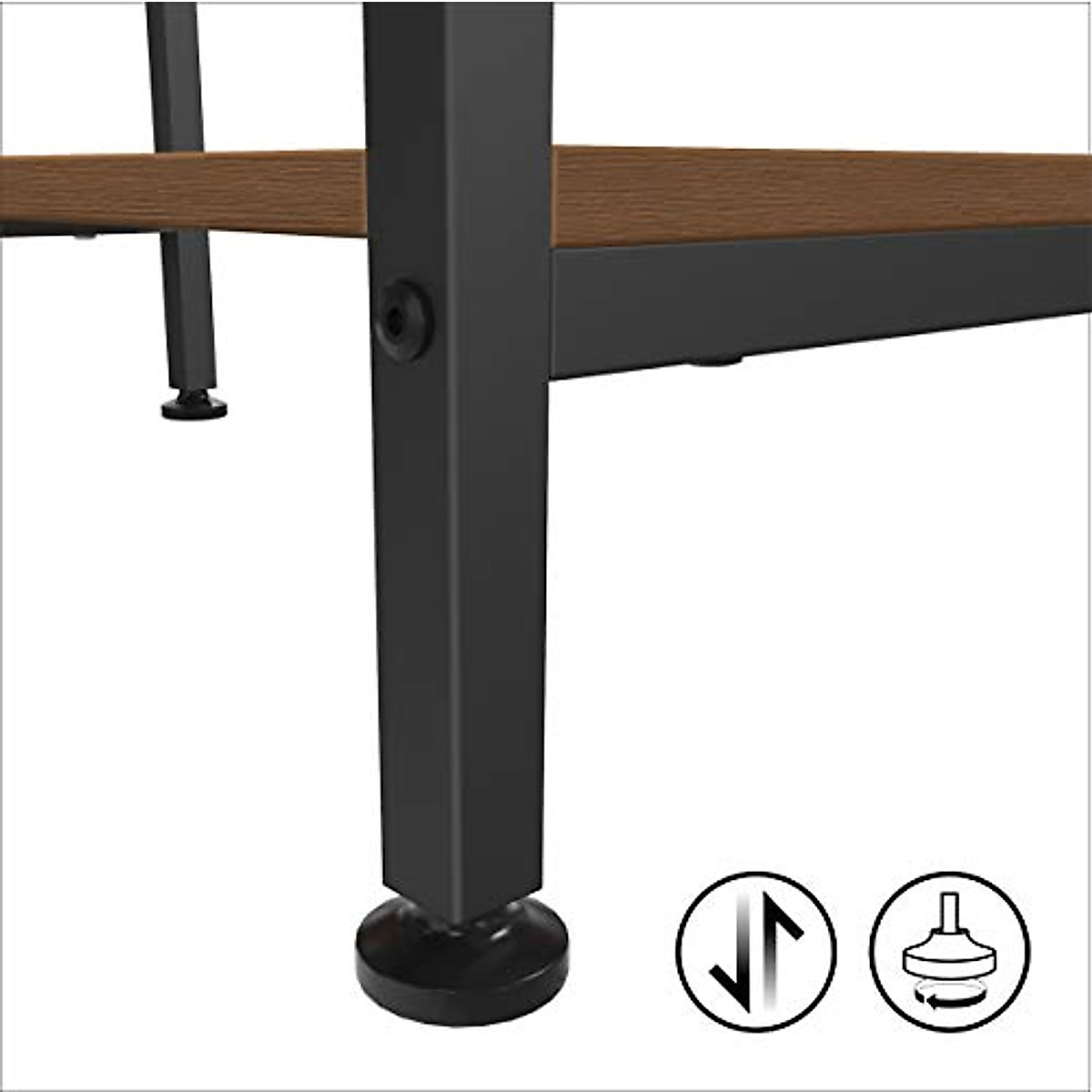 JOISCOPE Study Computer Desk for Home Office,Small Working and Writing Desk with Wooden Storage Shelf,2-Tier Industrial Morden Laptop Table with Splice Board,47 inches(Black Oak Finish)