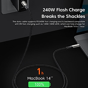 USB 4 Cable 3.3ft, 240W Fast Charging USB C Cable, 40 GbpsData Transfer Supports 8K@60hz HD Display, Compatible with Thunderbolt 4/3, iPhone 15 Pro Max, Apple Vision Pro, MacBook, Monitor (6.6Ft)