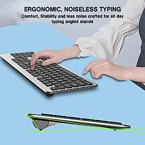 Wireless Keyboard, 2.4G Ergonomic Wireless Computer Keyboard,Enlarged Indicator,Metal-texture Panel,104 Keys Full Size PC Keyboard with Numeric Keypad for Laptop,Desktop,Surface,Chromebook,Notebook