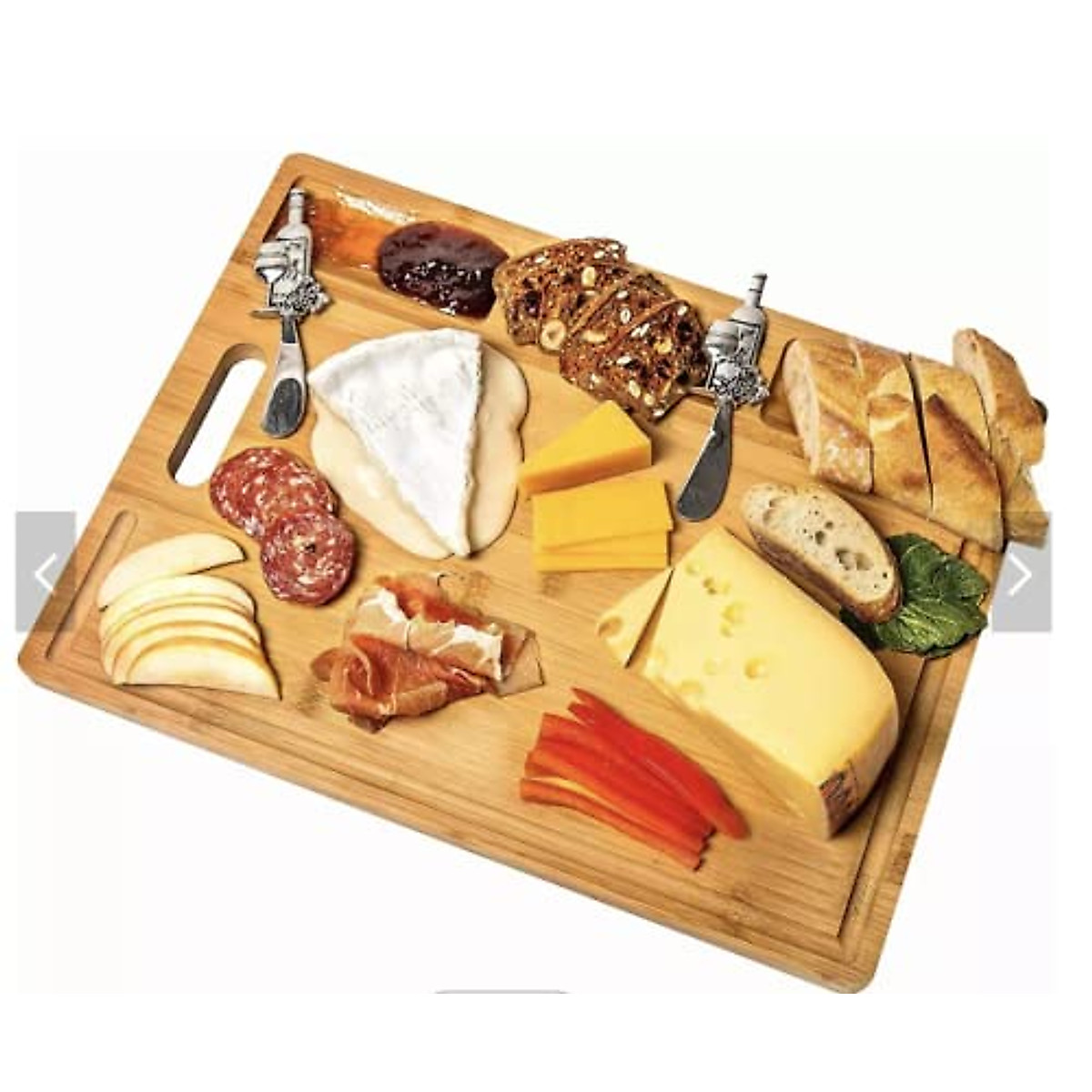 Large Organic Bamboo Cutting Board - Wooden Charcuterie Cheese Serving Platter, X-Large