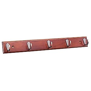 BIRDROCK HOME Modern 5 Hook Coat Rack - Walnut Finish - Bronze Hooks -