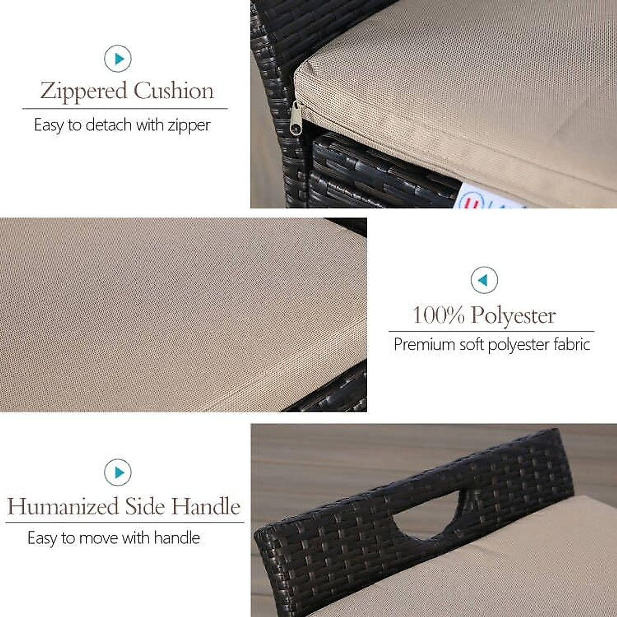 Ulax Furniture Outdoor Storage Bench, Deck Box for Patio Furniture, Rattan Style Deck Box w/Cushion (Beige)