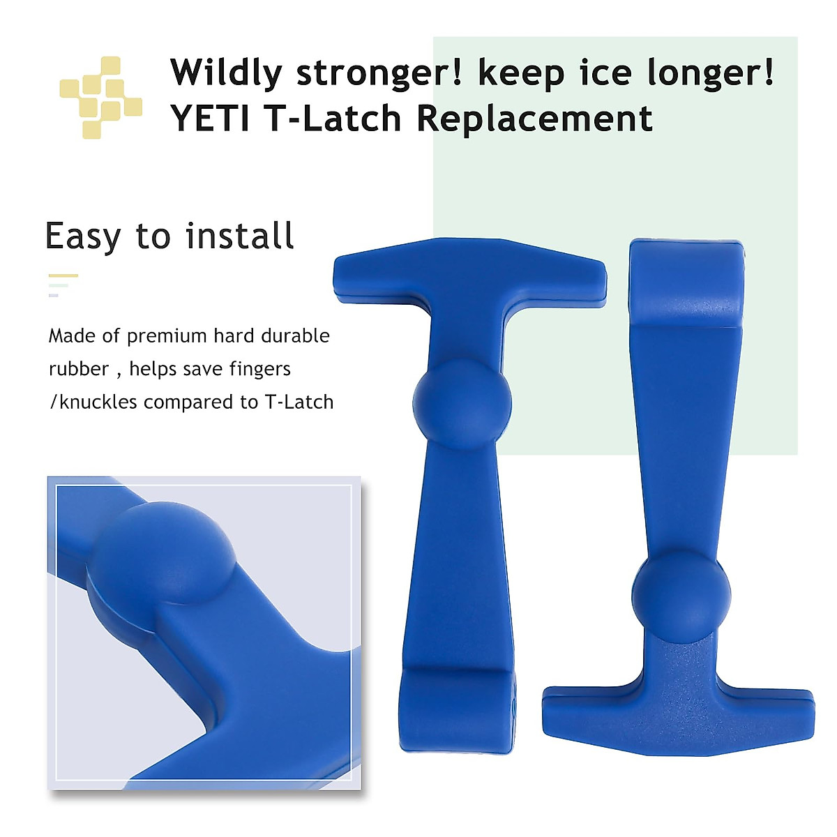 Blue Cooler Latches Replacement for Yeti, RTIC, Lid Latch Parts Compatible with Yeti Coolers T-Latches Made of Premium Hard Durable Rubber (2 Pack)