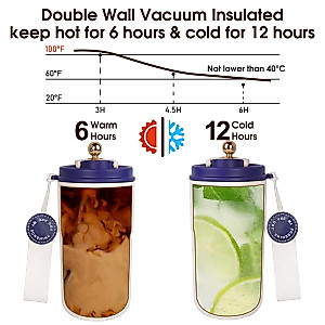 PHILORN Coffee Tumbler -15 oz Insulated Coffee Mug with Lid, Spill Proof Insulated Tumbler Thermal Cups for Hot and Cold Drinks, Stainless Steel Travel Coffee Mug Coffee Thermos with Double Wall