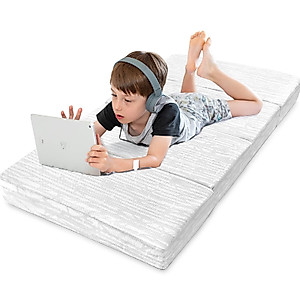 Toddler Nap Mat, Sleeping Mat for use in Preschools and Daycares, Folding Rest Mat with Ultra Soft Jacquard Waterproof Cover, 52''x28'', X-Large Size, Grey