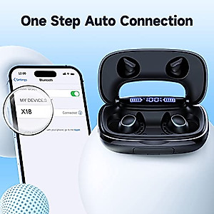 Wireless Earbuds Bluetooth Headphones 120H Playtime IPX7 Waterproof in-Ear Earphones Power Display Ear Buds with Mic and 2600mAh Charging Case for Sports Workout Laptop TV Computer Phone Gaming Black
