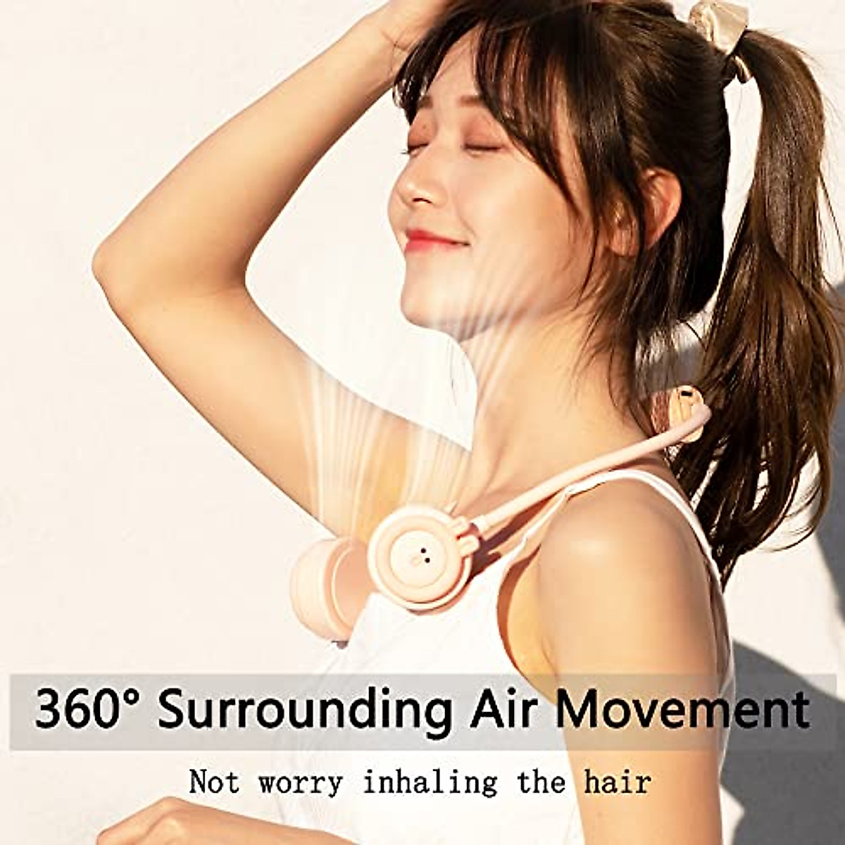 Personal Fans for Your Neck , Personal Fans Around Neck For Women , Hands Free Portable Neck Fan Rechargeable Wearable Bladeless Neck Cooling Fan Personal Cooling Device for Outdoor Travel Sports(Pink)
