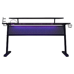 Acme Vildre Metal Frame Gaming Table with USB Port and LED Light in Black