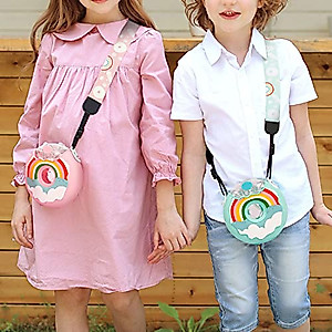 PHEENOWL 380ml Donut Water Bottle with Straw for Kids, BPA Free & Leak Proof Sports Cup with Straw, Toddler Drink Bottle with Shoulder Strap for Outdoor and School (Pink)