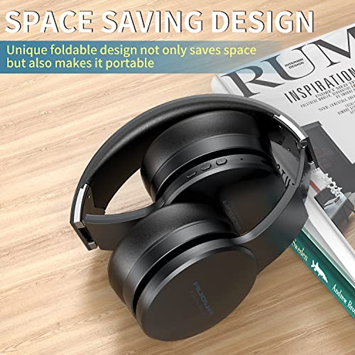 Active Noise Cancelling Headphones Wireless Bluetooth Over Ear Headphone Sound Canceling Headsets with Mic,35H Playtime,Deep Bass,Foldable for Home Work Office Travel,Cell Phone, Laptop,PC,TV,Blk