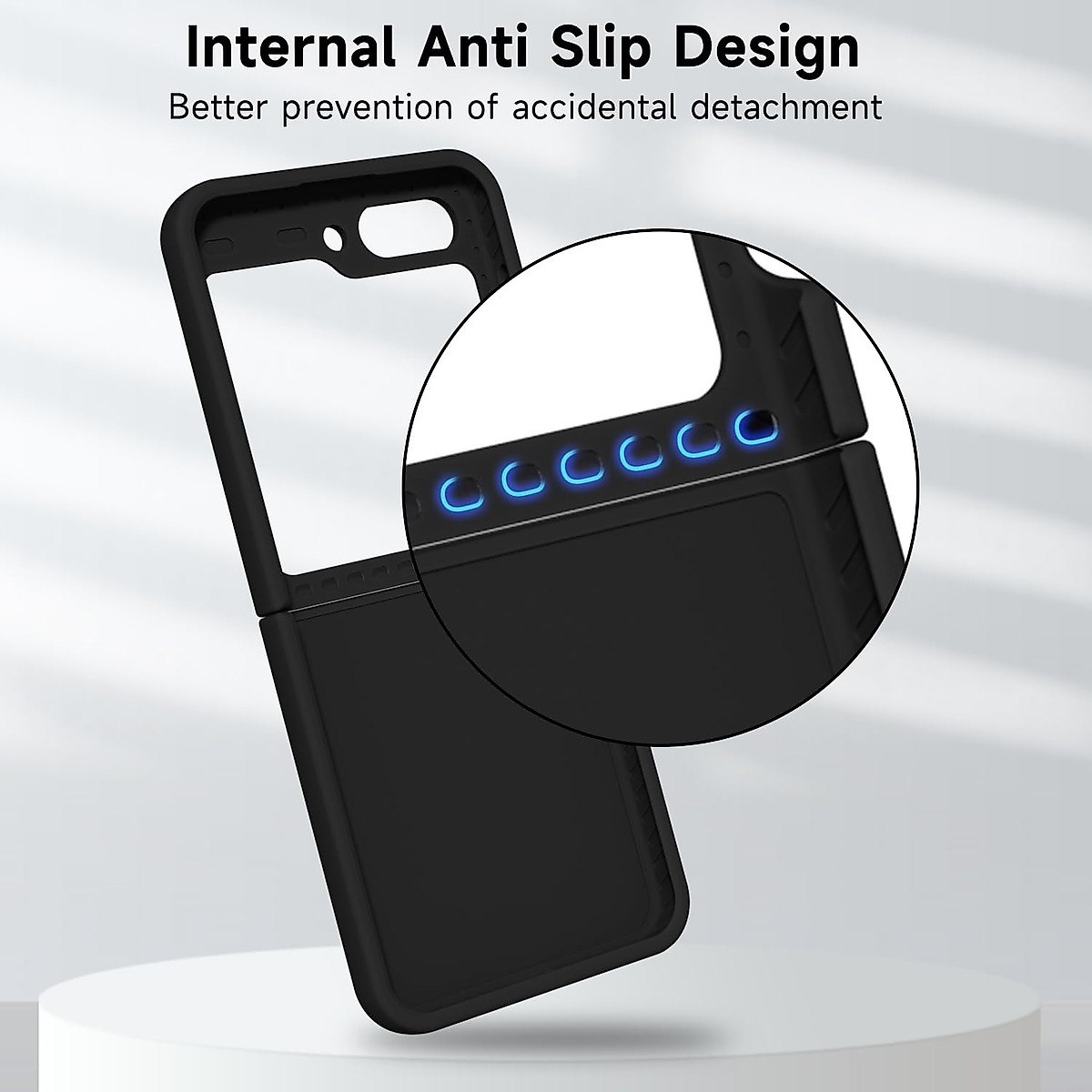 oakxco for Samsung Galaxy Z Flip 5 Phone Case Liquid Silicone Grip, Cute Thin Slim Soft Rubber TPU Plain Smooth Gel Cover for Women Girl Aesthetic Design, Matte Solid Protective & Shockproof, Black