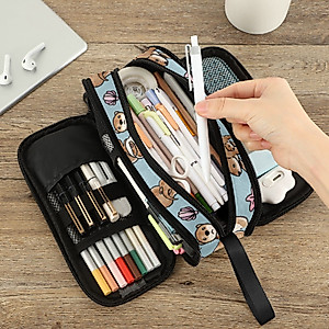 Fustylead Otters Nylon Pencil Bag Large Storage Pouch Pen Case Makeup Bag Simple Stationery Bag School College Office Organizer for Teens Boys Girls Student