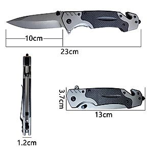 IOCBYHZ Pocket Knife, Stainless Steel Tactical Folding Knife, Outdoor Survival Folding Pocket Knife/Rescue Knife 4'' Blade with Liner Lock Pocketclip, Ideal for Hiking Camping Hunting Fishing EDC