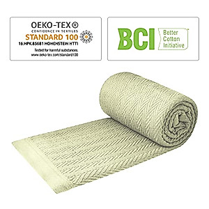 Premium 100% Cotton Blanket – Soft Breathable Thermal Blankets Queen Size for All Season - Queen Blanket for Bed Perfect for Layering - Sage Green