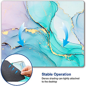 Armanza Mouse Pad, Cyan Blue Marble Mouse Pad, Washable Square Cloth Mousepad for Office Laptop, Non-Slip Rubber Base Mouse Pads for Wireless Mouse, Computer Mouse Pads for Desk