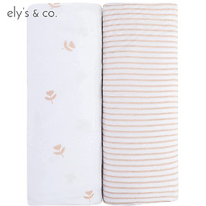 Changing Pad Cover 2 Pack - Baby Changing Pad Cover with 100% Jersey Cotton - Changing Pad Covers for Girls and Boys, Newborn Essentials (Pink Tulip & Stripes)