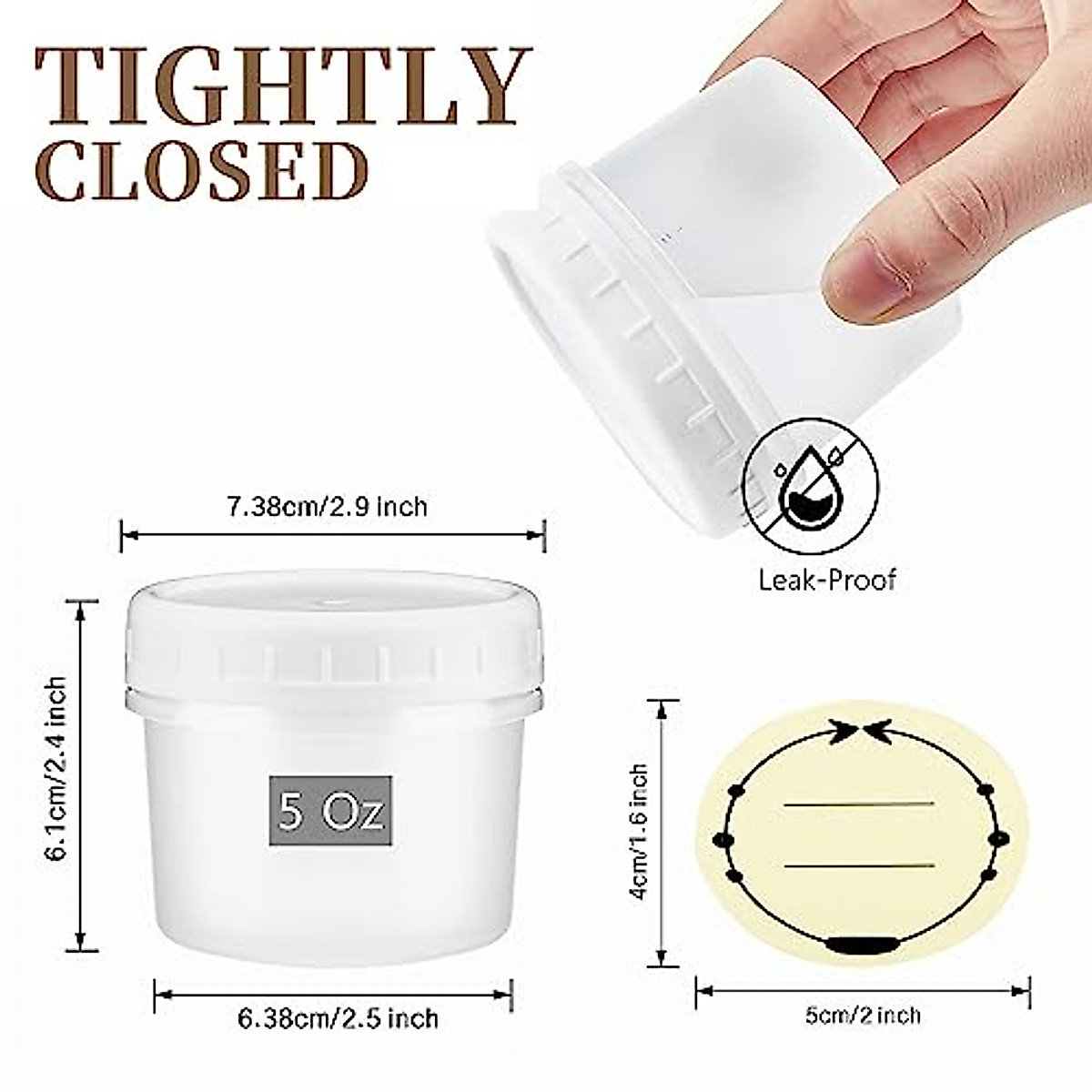 TUZAZO 5 Oz Food Storage Jars with Screw Lids (12-Count) BPA Free Small Plastic Freezer Containers for Sauce, Jam and Puree, Reusable Plastic Ice Cream Containers