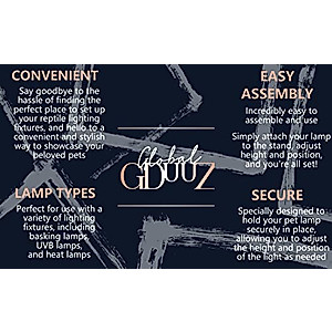 GDUUZ Pet Lamp Stand for Reptiles Insects and Cold Blooded Basking Animals– Adjustable Height and Reach Heat Light Hanger – Includes Feeding Accessories