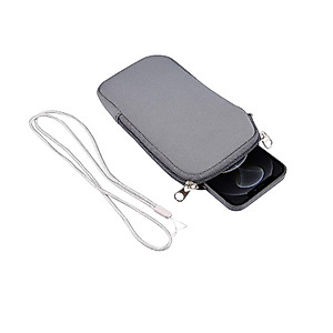 Zippered Neoprene Cell Phone Sleeve Mesh Pocket Pouch for iPhone 16 Plus 15 Plus iPhone 15 14 13 Pro Max 12 Pro Max Google Pixel 8/7 Pro 6 Pro OnePlus 12 11 Moto G Power 2022 (Gray)