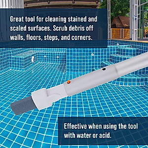 U.S. Pool Supply Pool Cleaning Pumice Stone with Pole Handle, 3 Pack - Clean Remove Rust Stains on Concrete, Calcium Build-Up on Tiles, Scrub Debris Off Walls, Floors, Steps, Corners