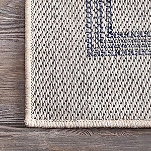 nuLOOM Charter Bordered Solid Indoor/Outdoor Area Rug, 6' 7" x 9', Light Grey