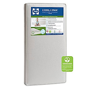 Sealy 2-Cool 2-Stage Dual Firmness Memory Foam Baby Crib Mattress & Toddler Bed Mattress, Extra Firm Plus Cool Gel Foam Waterproof Mattress for Baby, Certified for Safety, Made in USA, 52"x28"