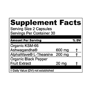 KSM-66 Ashwagandha + AlphaWave - ZenWell by LiveWell | Cognitive, Brain Health (60 Capsules)